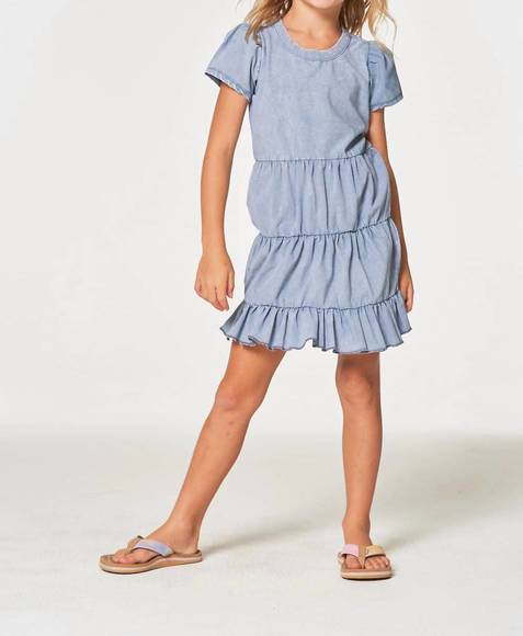 Chaser | Dresses | New Chaser Girls Puff Sleeve Coastal Tiered Dress In ...